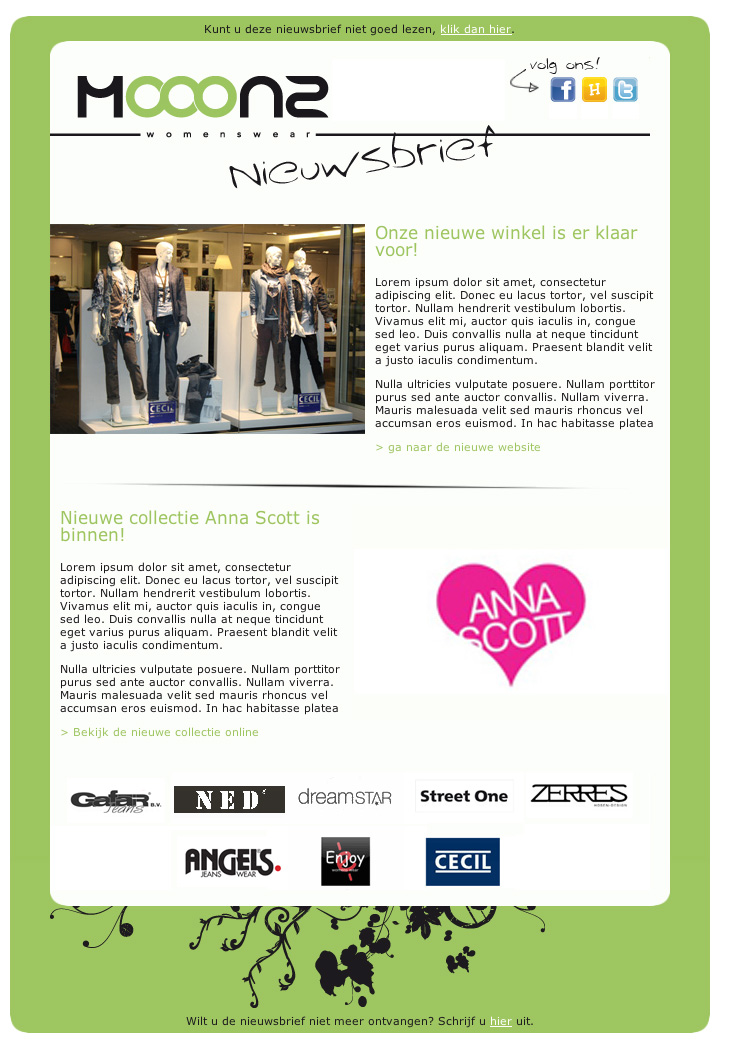 Nieuwsbrief voorbeeld | Pas zelf de lay-out aan