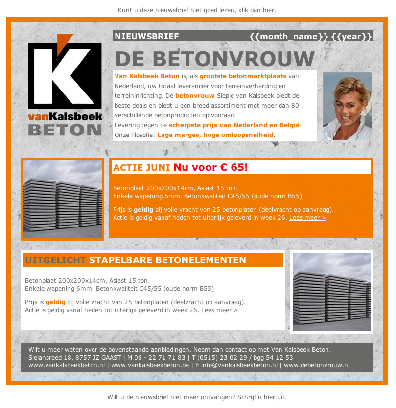 Nieuwsbrief voorbeeld | Pas zelf de lay-out aan